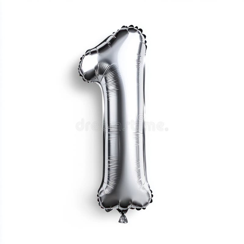 Silver Number 1 Balloon Isolated on White Background Stock Illustration ...