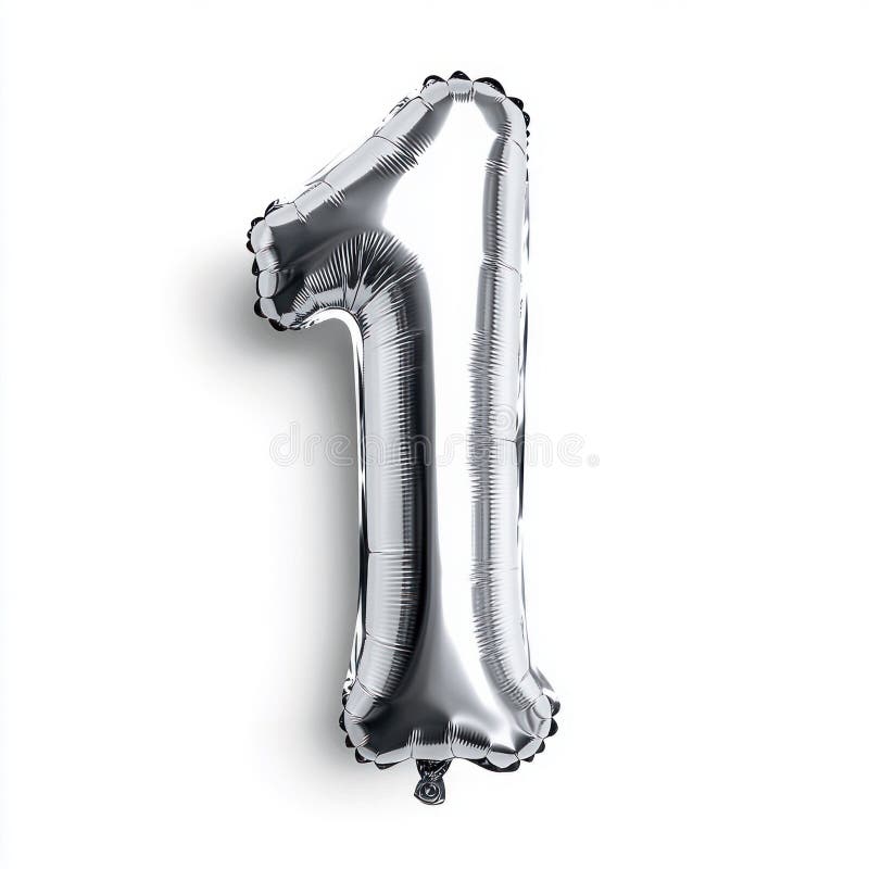 Silver Number 1 Balloon Isolated on White Background Stock Illustration ...