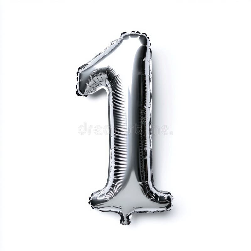 Silver Number 1 Balloon Isolated on White Background Stock Illustration ...