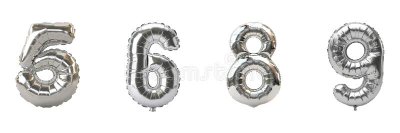 Silver Number Balloon Set Isolated on Transparent Background Stock ...