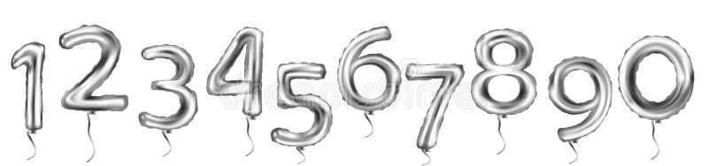 Silver Number Balloons. stock illustration. Illustration of celebration ...