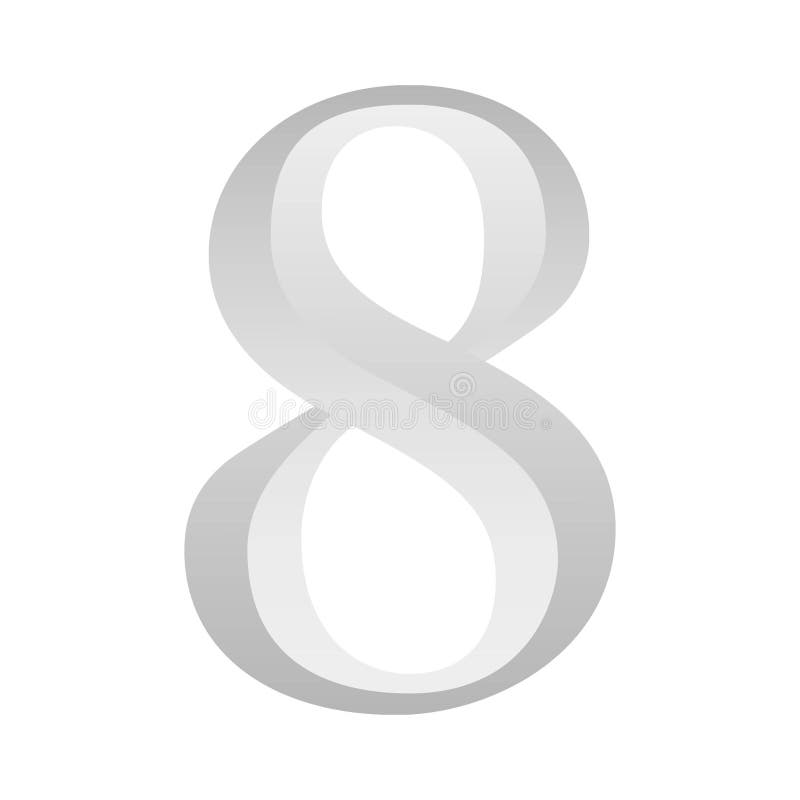 Silver Number Eight Vector Illustration with Gradient Stock Vector ...