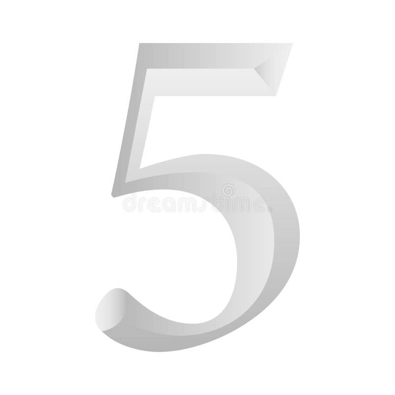 Silver Number Five Vector Illustration with Gradient Stock Vector ...