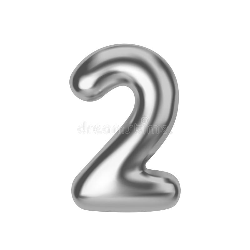 Silver Number 2. Foil and Latex Balloon Number Two in 3d Style Stock ...