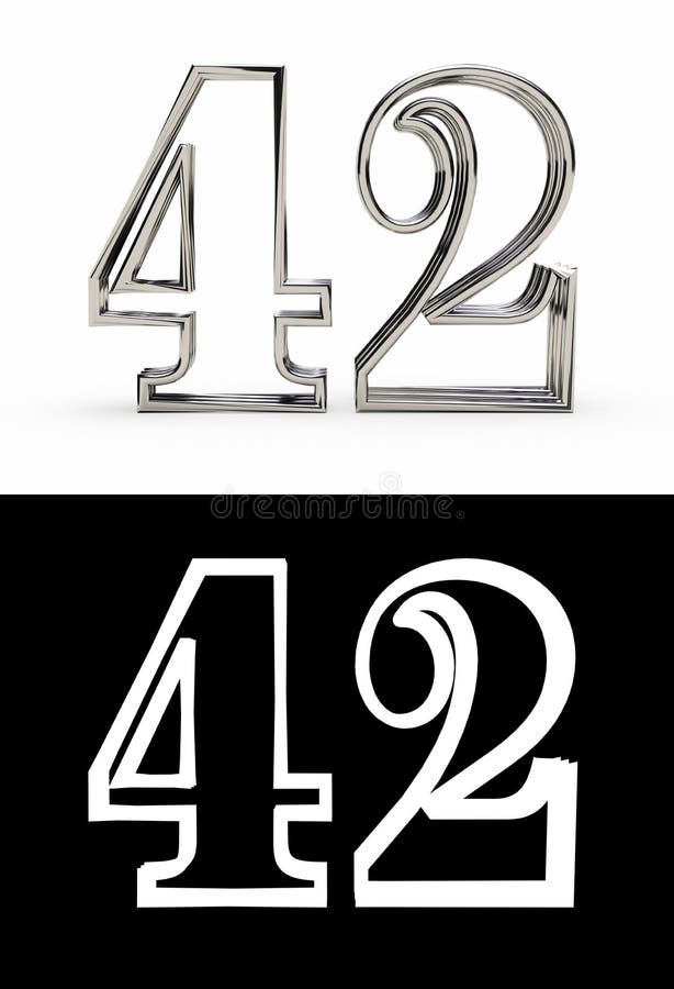 Silver Number Forty-two Years Stock Illustration - Illustration of ...