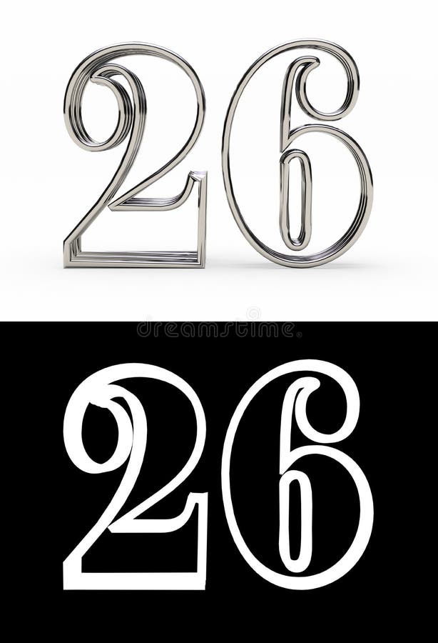 Silver Number Twenty-six Years Stock Illustration - Illustration of ...