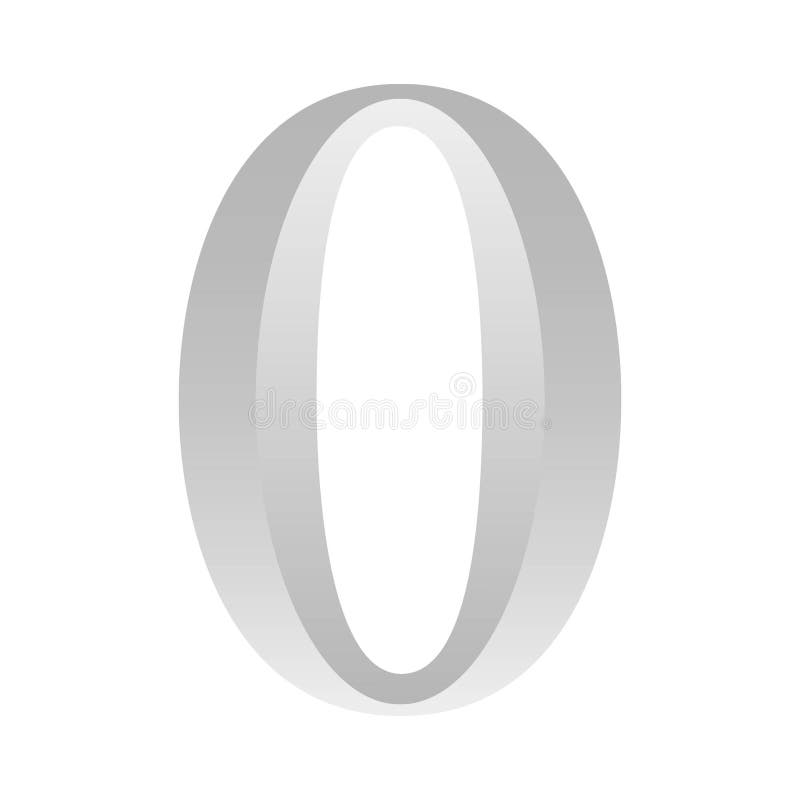 Silver Number Zero Vector Illustration with Gradient Stock Vector ...