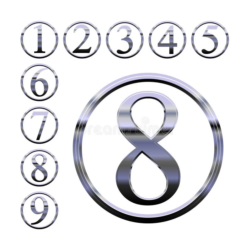 Silver Numbers Group Set. Concept of Luxury Stock Illustration ...