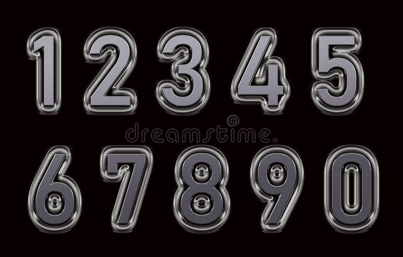 Silver Numbers Setillustration Stock Illustration - Illustration of ...