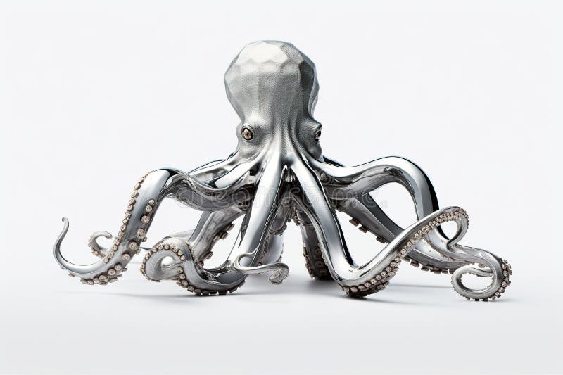 Silver Octopus on a White Background Stock Illustration - Illustration ...