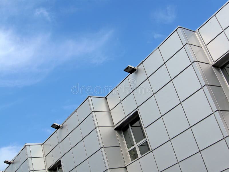 Silver Office Building on Blue Sky, Stock Image - Image of concept ...