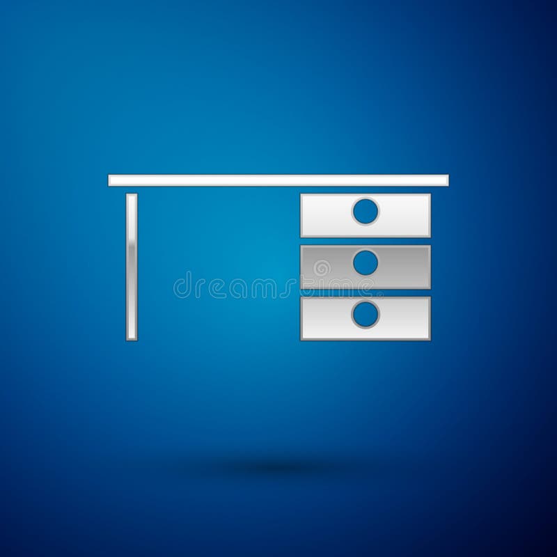 Silver Office Desk Icon Isolated on Blue Background. Vector Stock ...