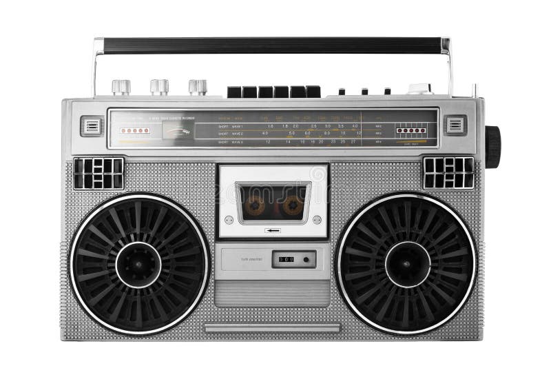 Retro Style Silver Boom Box Stock Image - Image of party, recorder ...