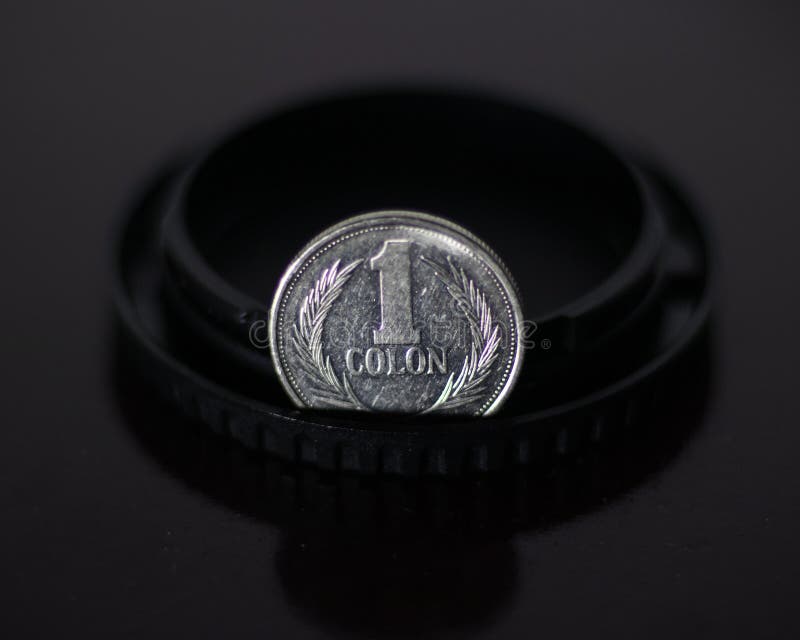 Silver One Colon Coin stock photo. Image of macro, coins - 145453912