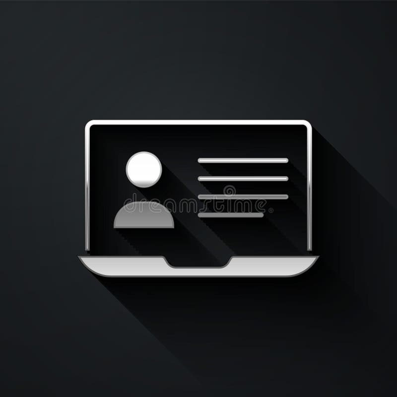 Silver Online Class Icon Isolated on Black Background. Online Education ...
