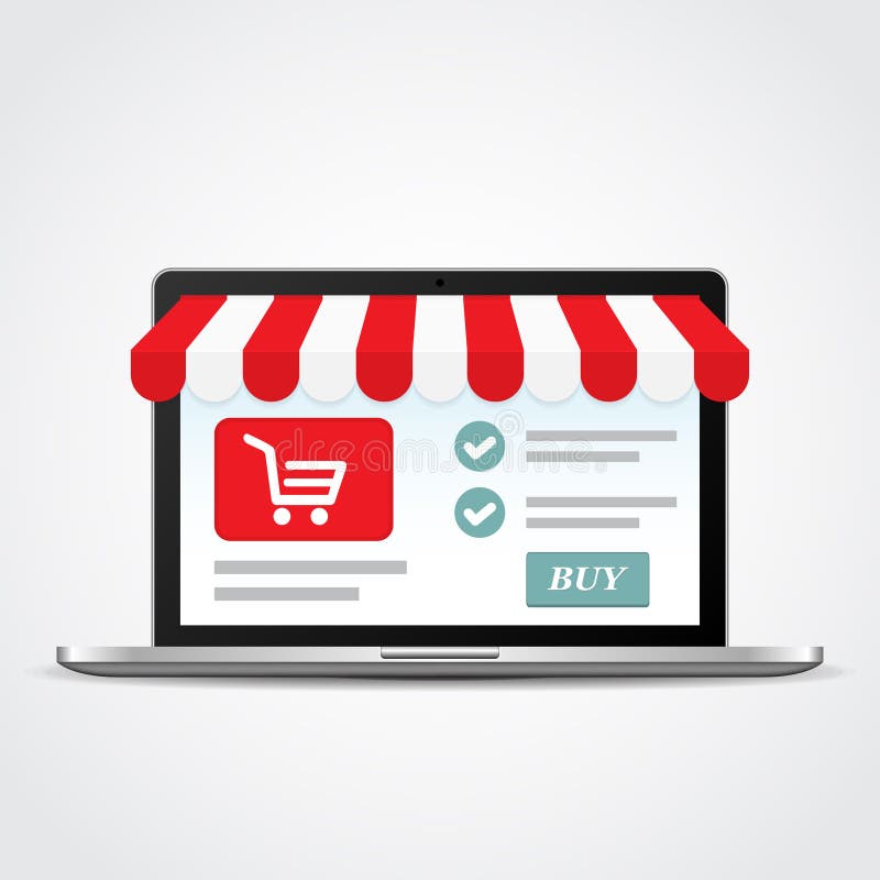 Silver Open Laptop with and Screen Buy. Concept Online Shopping Stock ...