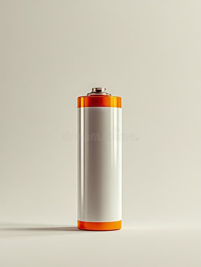 A Silver and Orange Battery Sitting on Top of a Table Stock ...