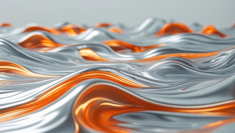 Silver and Orange Metallic Liquid Flowing Texture Background Stock ...