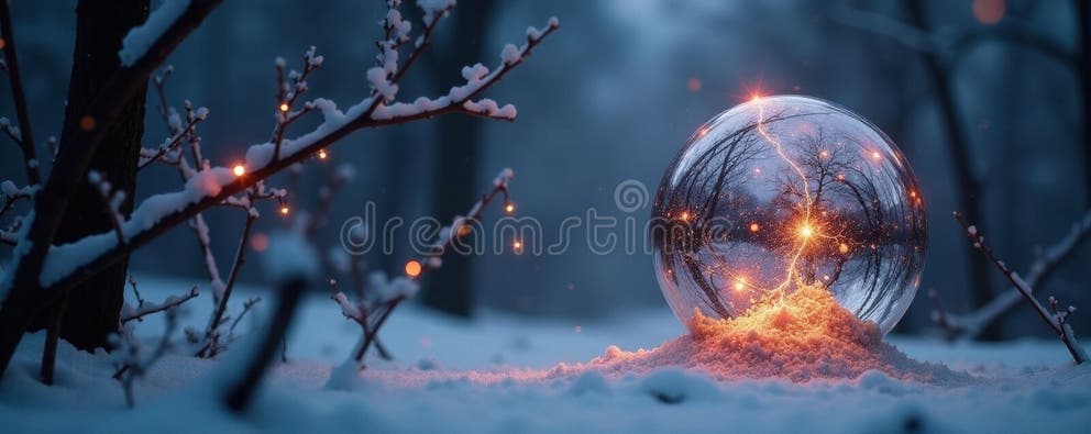 Silver Orb Glows Amidst Leafless Winter Branches , Cold, Scenic Stock ...