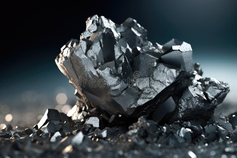 Silver Ore on a Dark Background with Space for Text, Close-up Stock ...