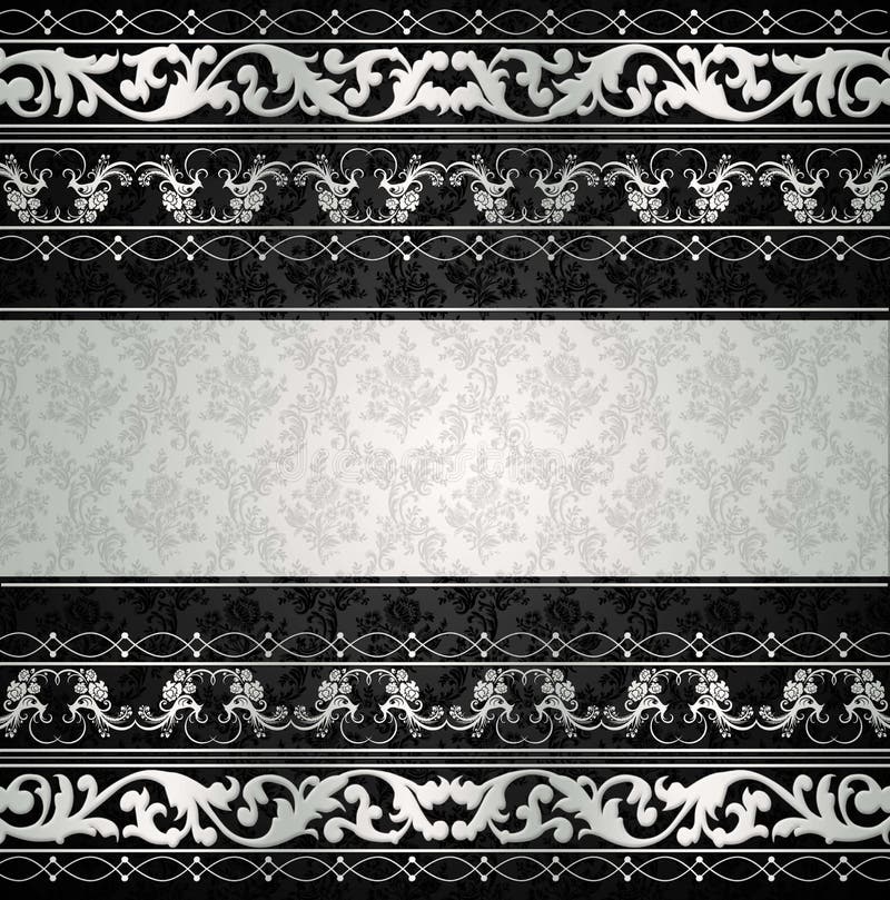 Silver Ornate Pattern Card Background. Stock Illustration ...