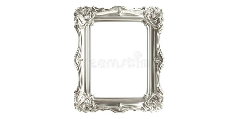 Silver Ornate Picture Frame Isolated on Transparent Background Stock ...
