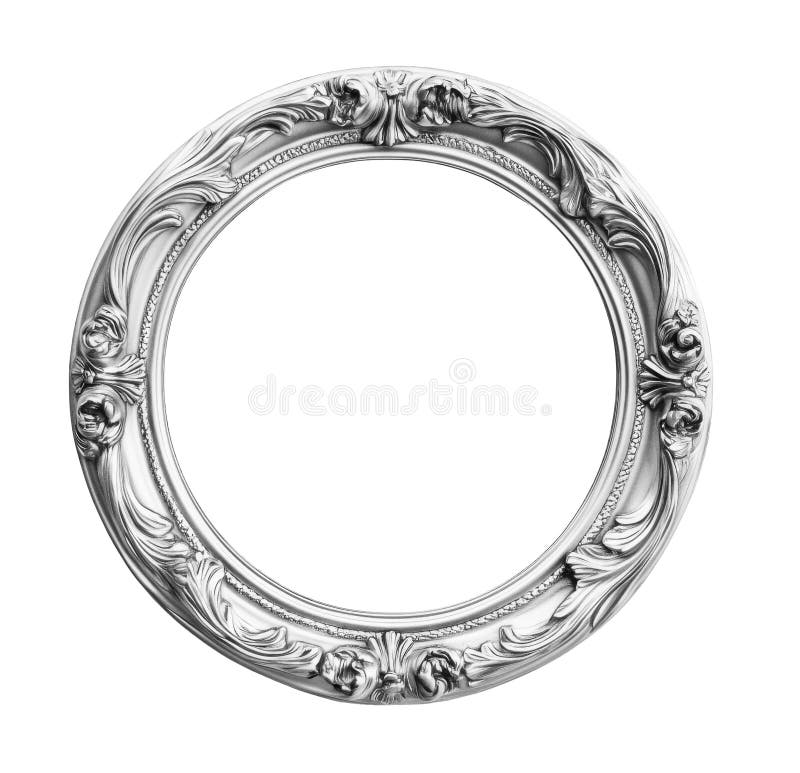 Silver Oval Baroque Round Frame Isolated on Transparent Background ...