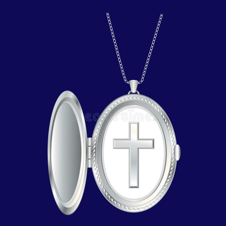 Christian Cross, Oval Silver Locket Stock Vector - Illustration of ...