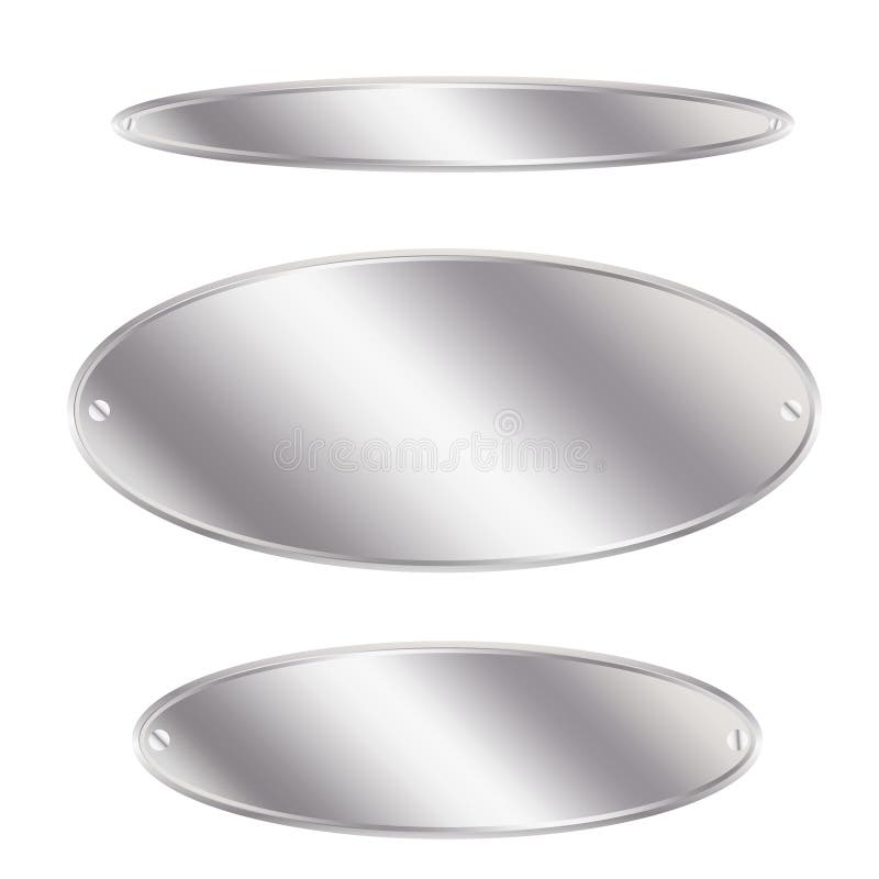 Silver Oval Plates. Oval Silver Shapes. Vector Illustration. EPS 10 ...