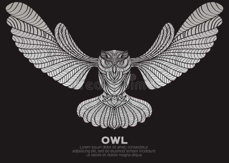 The silver owl stock vector. Illustration of owlet, ornate - 60800398