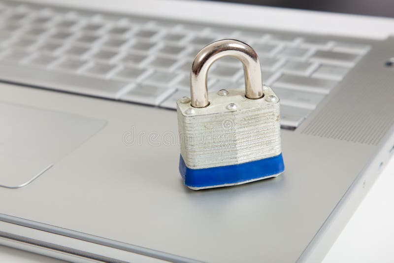 A Silver Padlock on a Computer Stock Image - Image of laptop, business ...