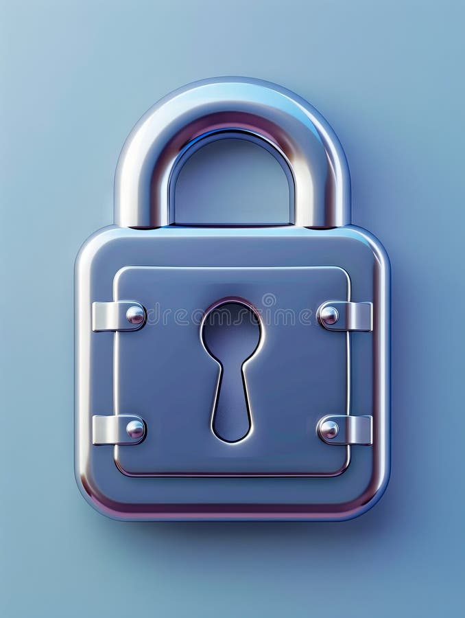 A Silver Padlock with a Keyhole on a Blue Background Stock Photo ...