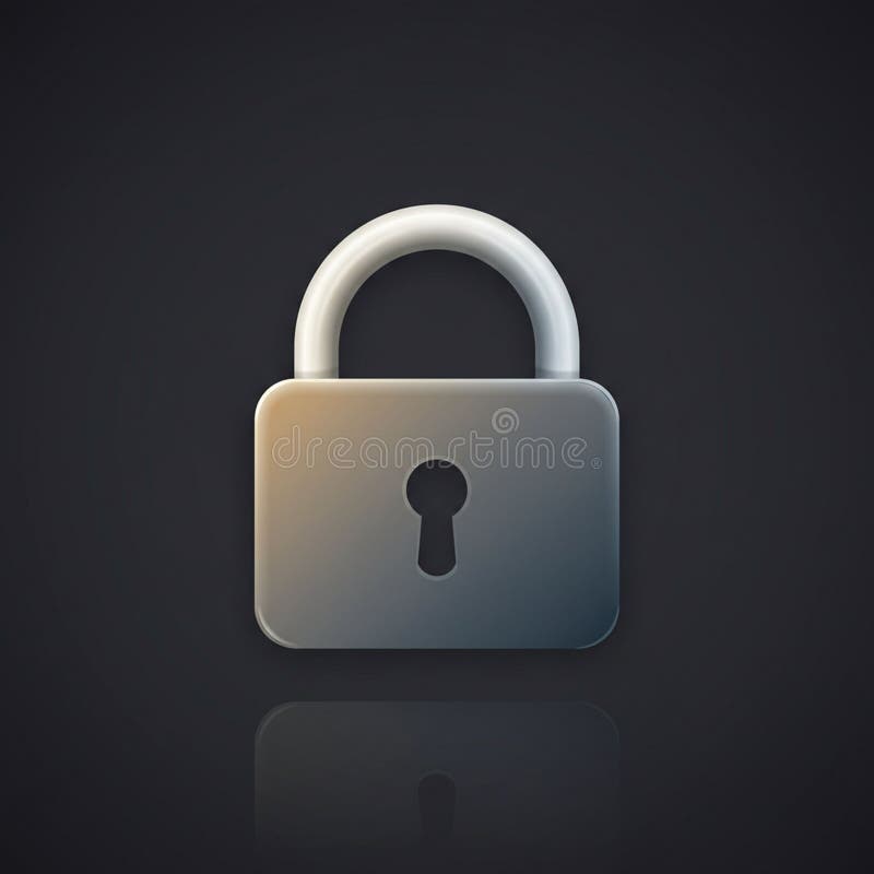 Silver Padlock with a Smooth, Metallic Finish Stands Out Against a Dark ...