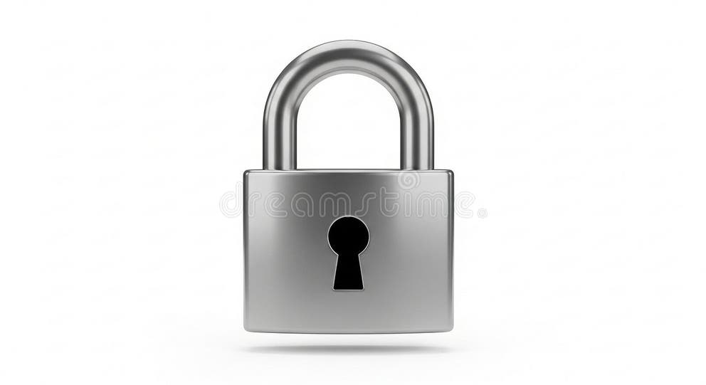Silver Padlock with a Smooth, Shiny Surface and a Classic Curved ...