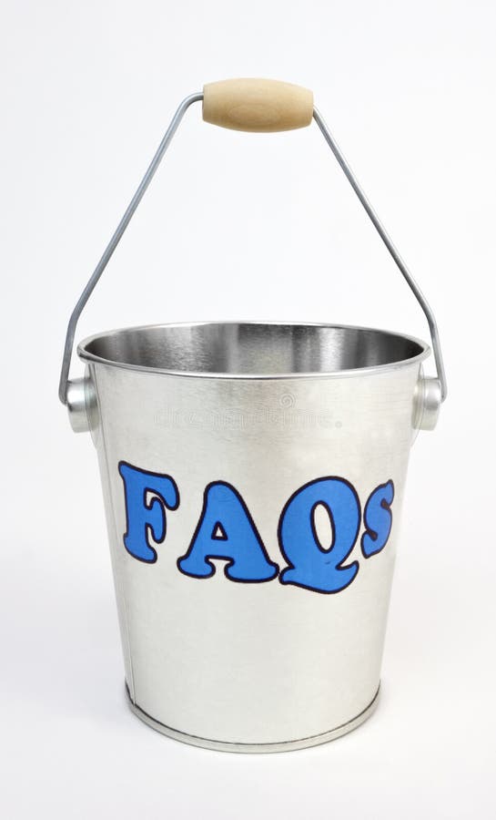 Silver Pail Labeled FAQS stock photo. Image of shiny - 95250772