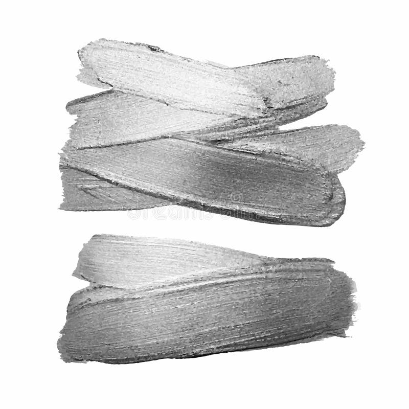 Silver Paint Brush Stroke on White Background. Vector Illustration ...