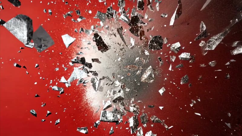 Silver Paint Explosion on Red Background. Mercury Quicksilver Splash ...