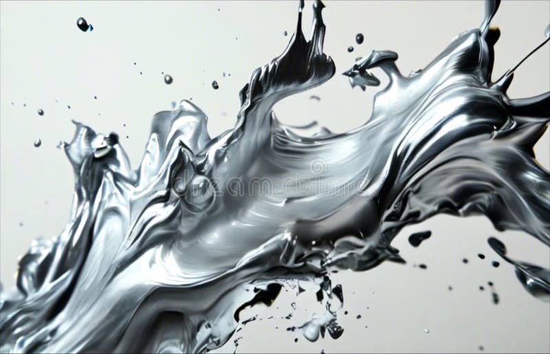 Silver Paint Explosion on White Background. Mercury Quicksilver Splash ...