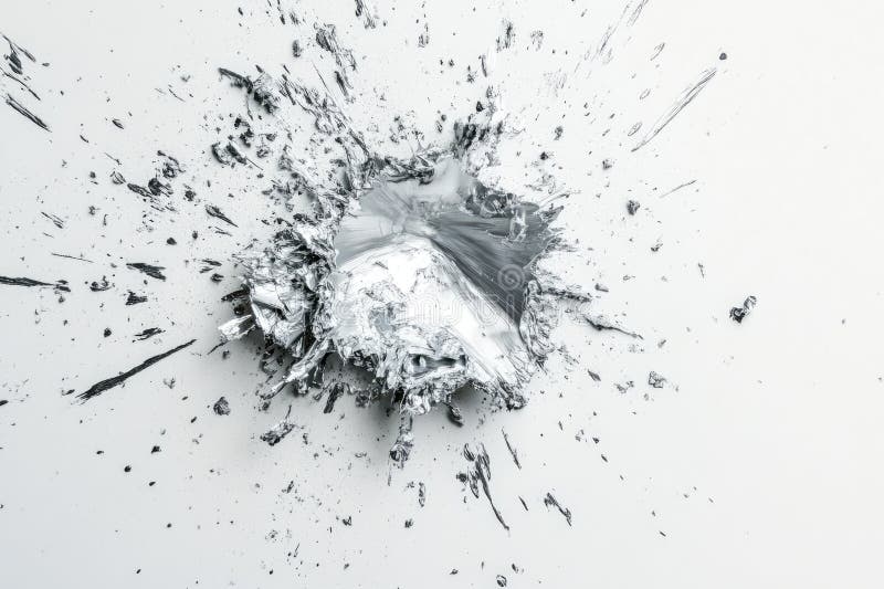 Silver Paint Explosion on White Background. Mercury Quicksilver Splash ...