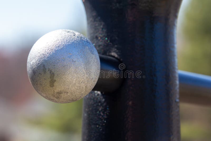 SIlver-painted Ball on Outdoor Light Pole Stock Photo - Image of ...