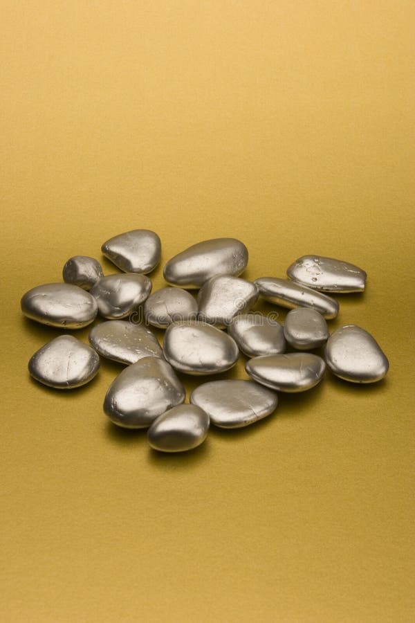 Silver painted stones stock image. Image of material, composition - 1650695