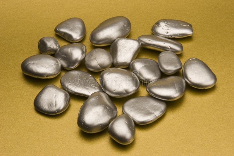 Silver painted stones stock image. Image of nature, gold - 1650697