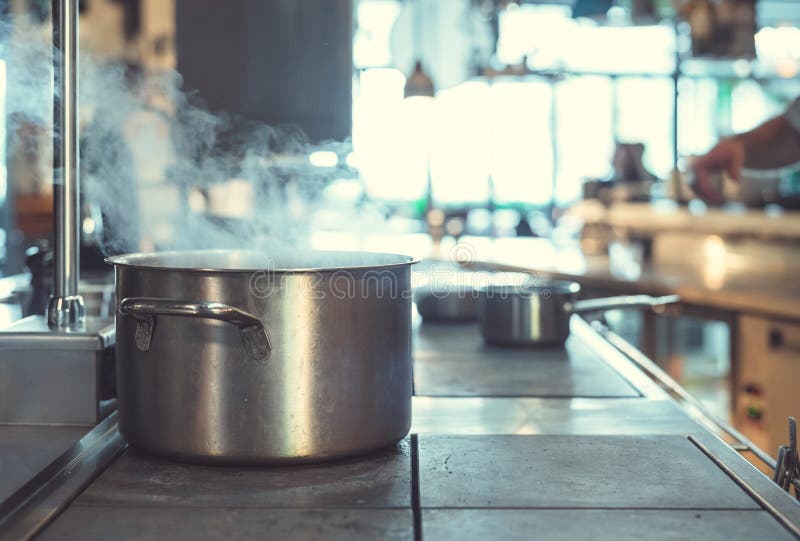 Silver pan in the kitchen stock image. Image of prepare - 159922011