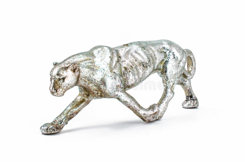 Silver Panther on White Background Stock Photo - Image of symbol ...