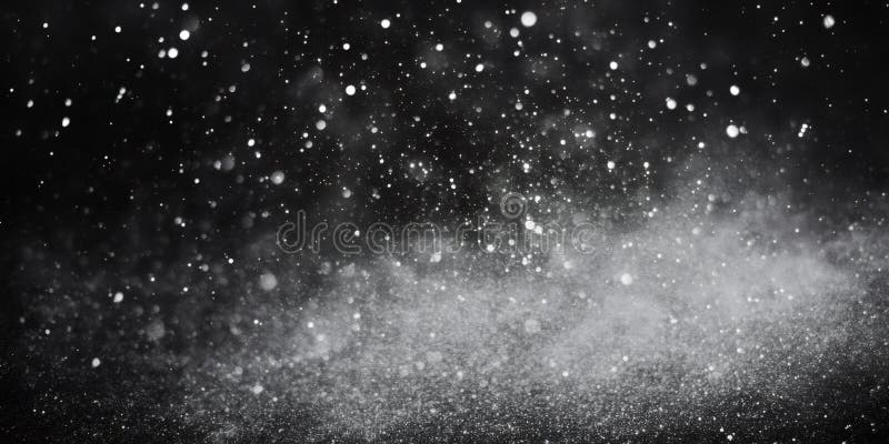 Silver Particles Floating and Swirling on Black Background Creating an ...