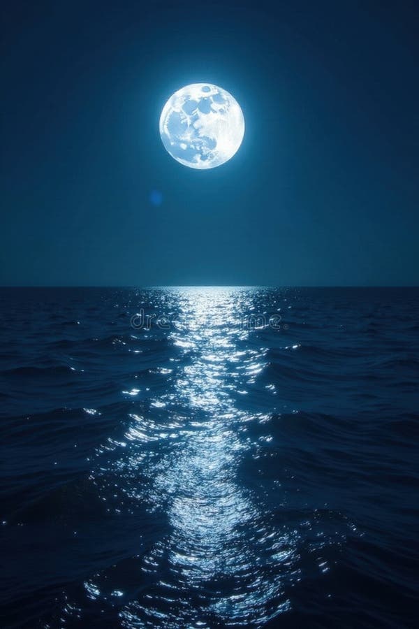 Silver Path of Moonlight Stretches Across Inky Sea , Silver, Beauty ...