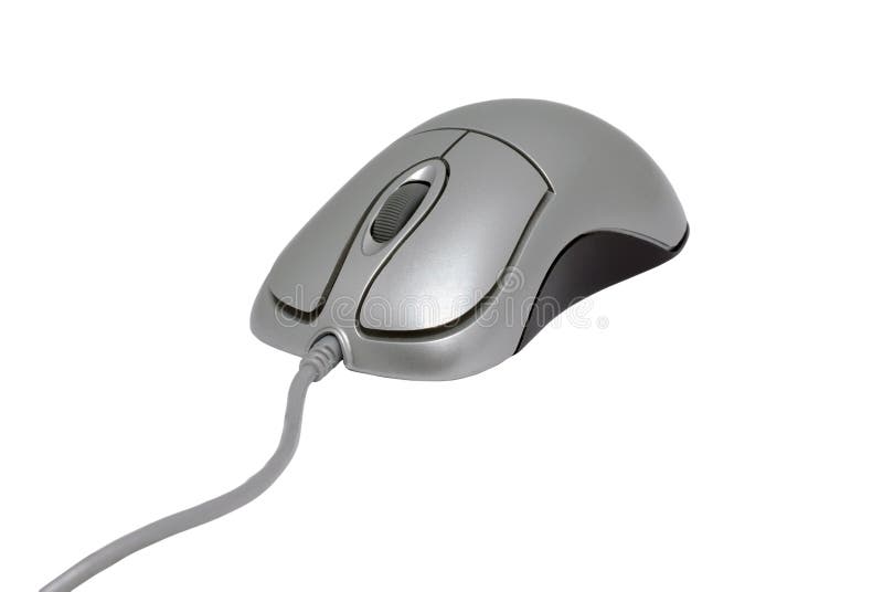 White PC Mouse Silver Accent Design - Clean Wired Computer Input Device ...