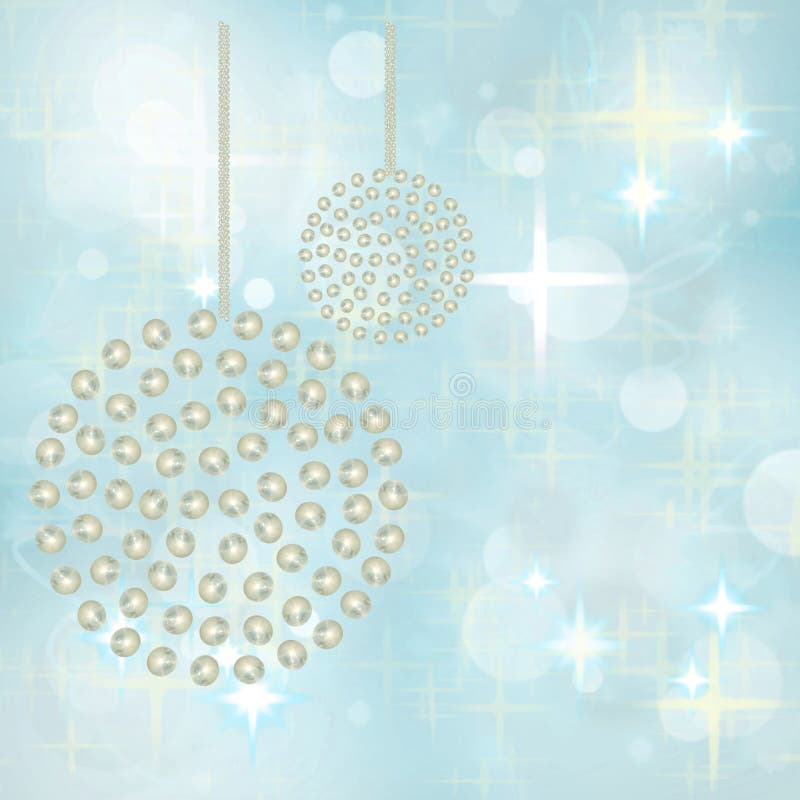 Silver Pearl Baubles on Festive Background Stock Illustration ...