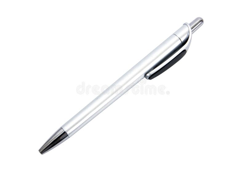 Silver Pen Isolated on White Background. Modern Design Silver Ballpoint ...