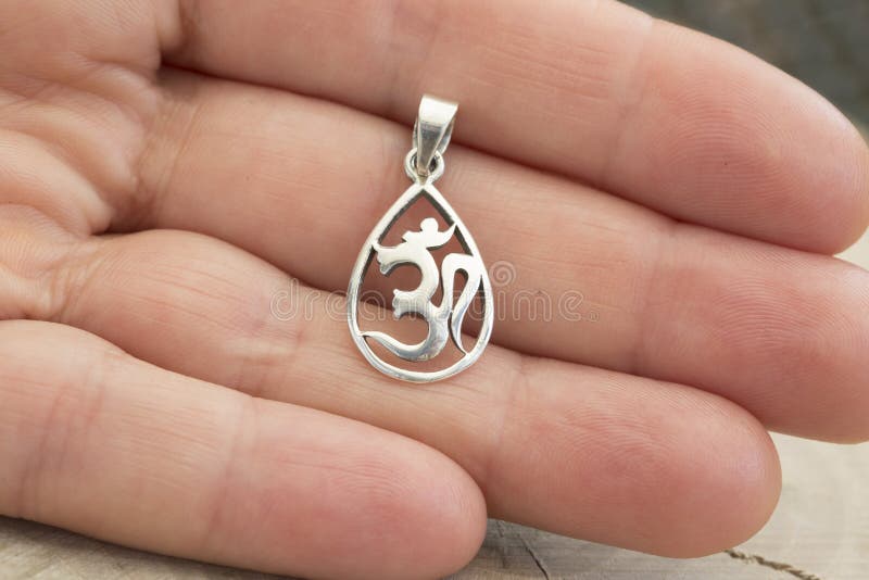 Silver Pendant on Female Hand Macro Detail Stock Image - Image of ...
